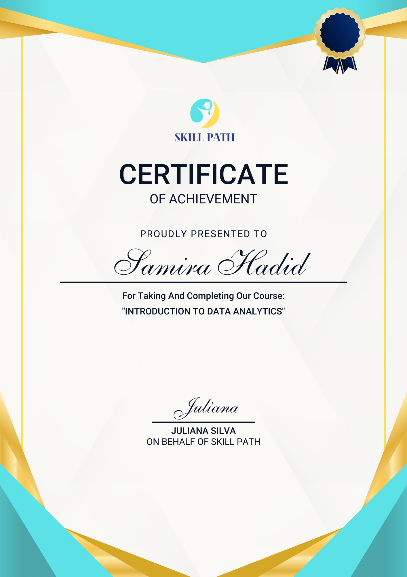 Certificate Order - Skill Path